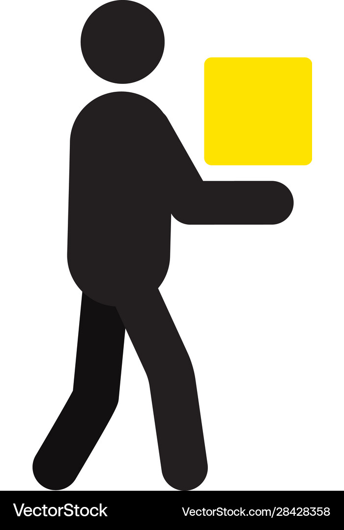Man carrying square box in hands silhouette Vector Image