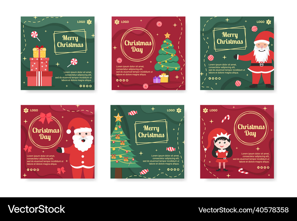 Merry christmas day post template flat design Vector Image