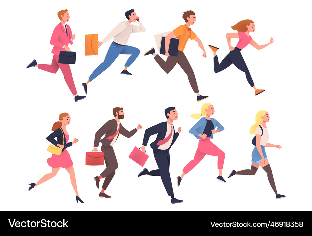People character hurrying running fast feeling Vector Image