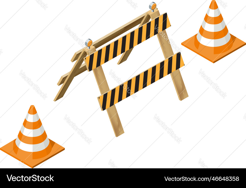 Road barrier with cone isolated on white Vector Image