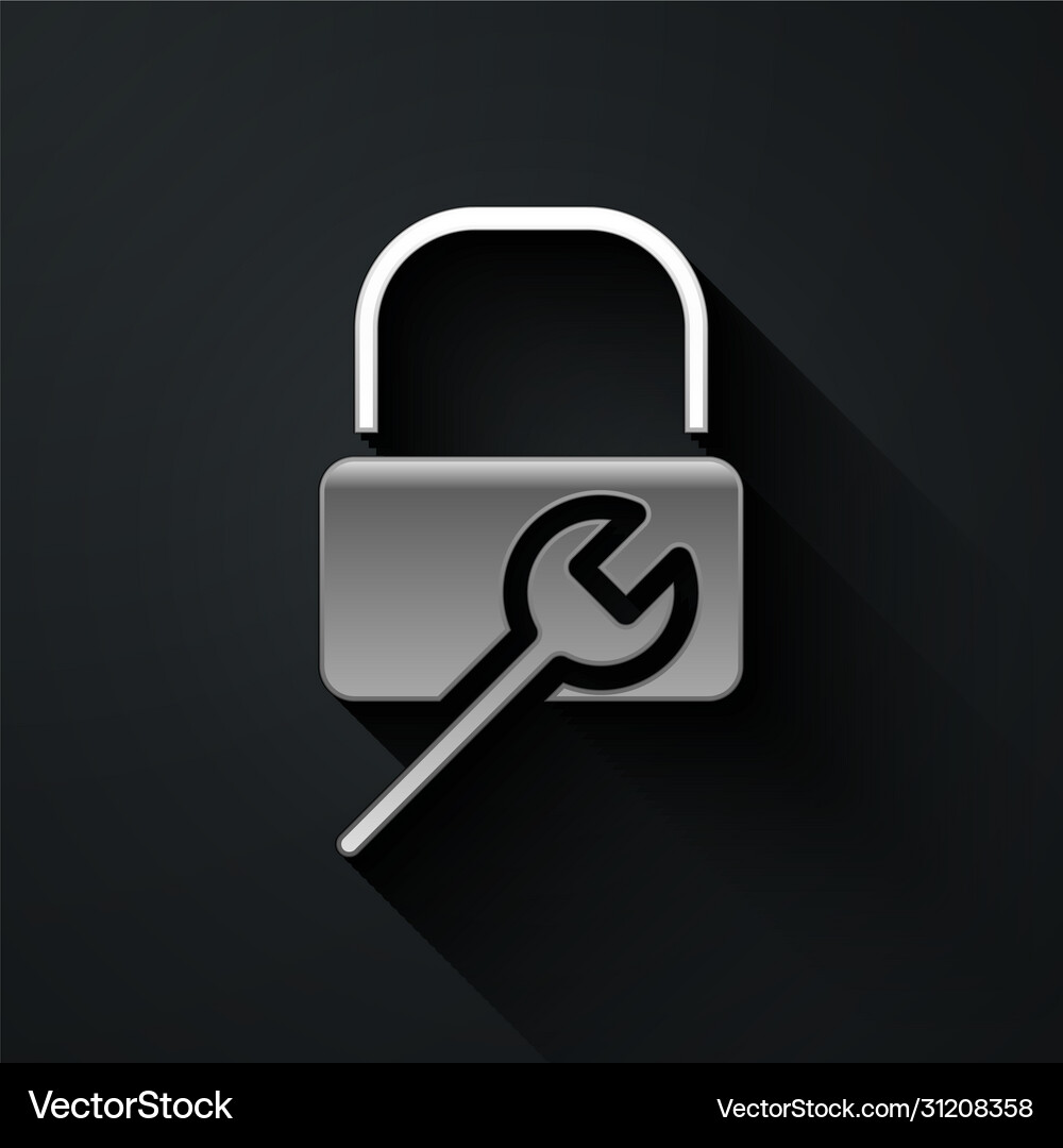 Silver lock repair icon isolated on black Vector Image