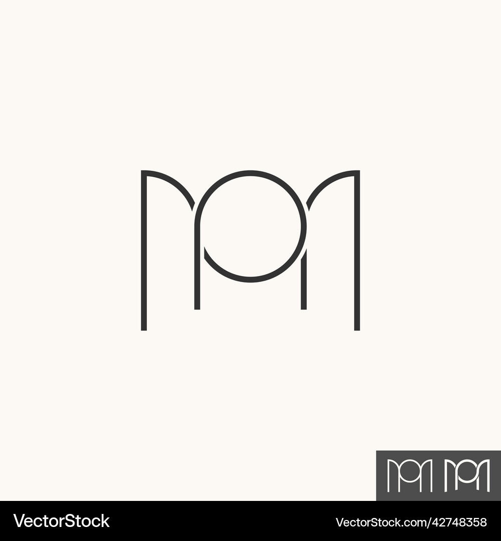 Unique letter or mm or mp line pattern motif Vector Image