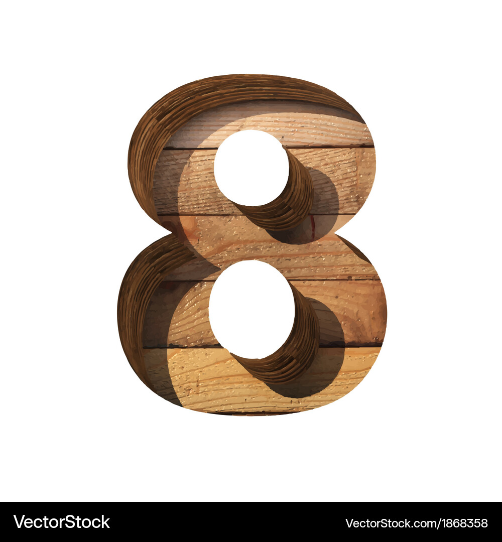 Wooden cutted figure 8 paste to any background Vector Image