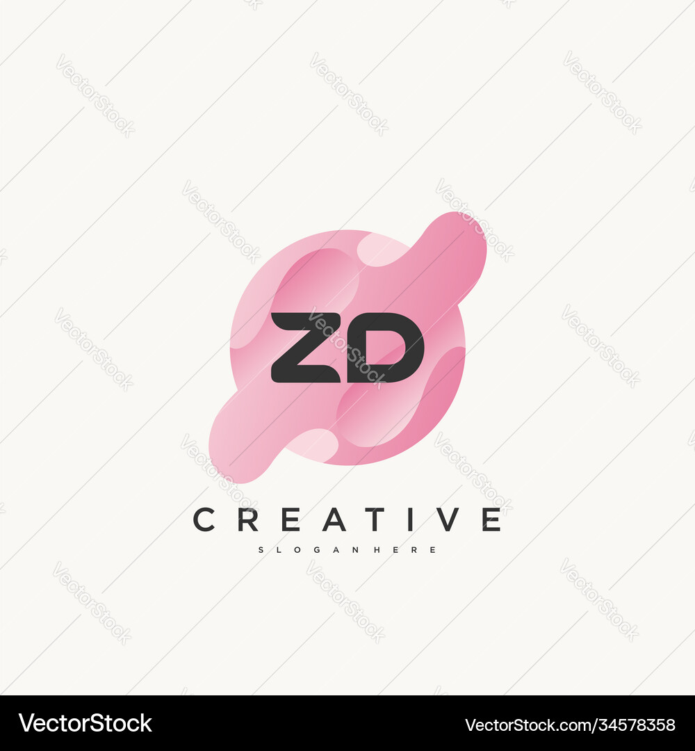 Zd initial letter colorful logo icon design Vector Image
