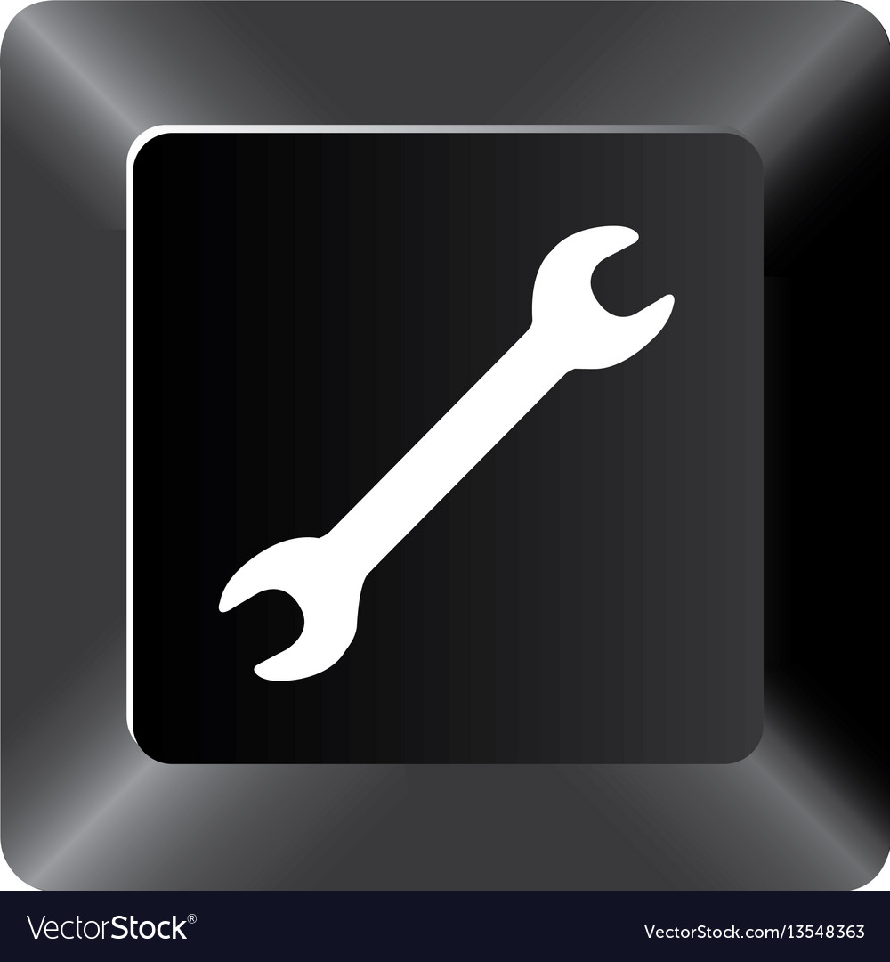 Black button spanner icon Royalty Free Vector Image