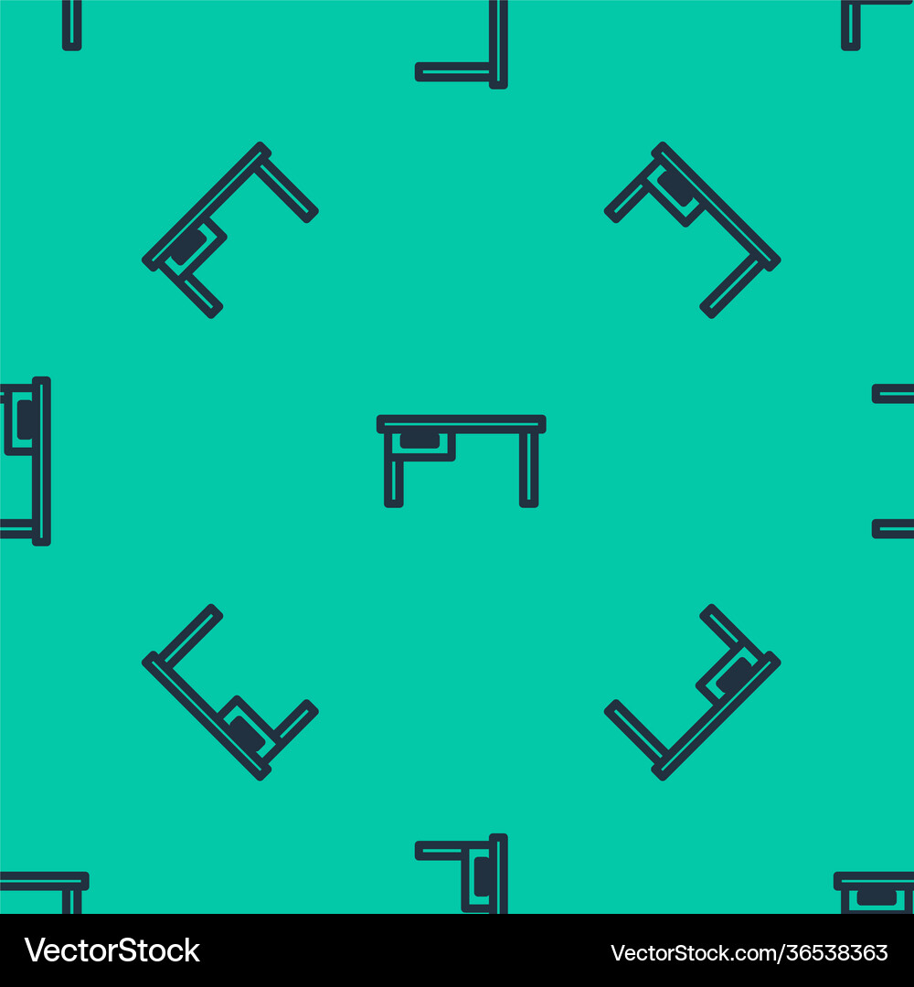 Blue line office desk icon isolated seamless Vector Image