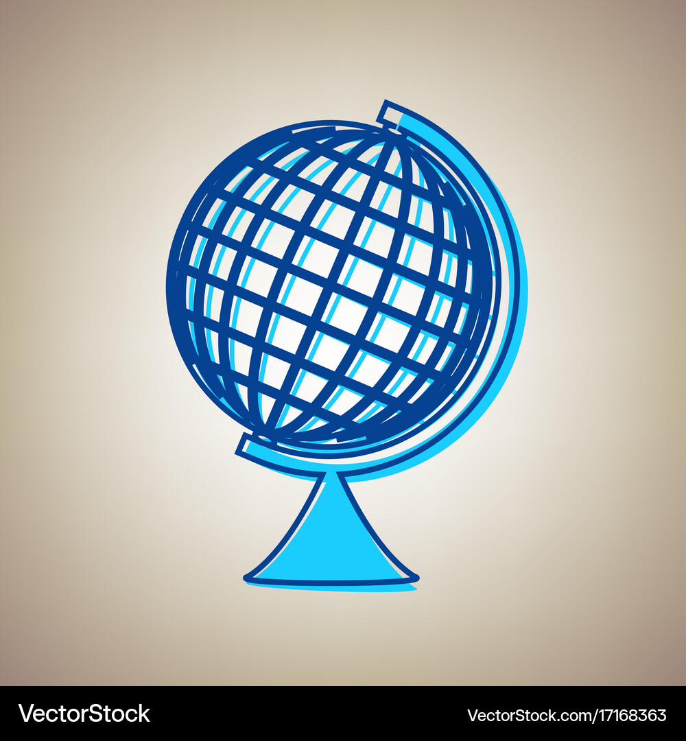 Earth globe sign sky blue icon Royalty Free Vector Image