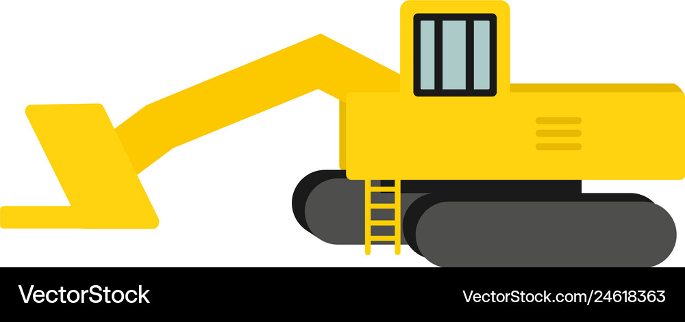 Excavator flat on white Royalty Free Vector Image