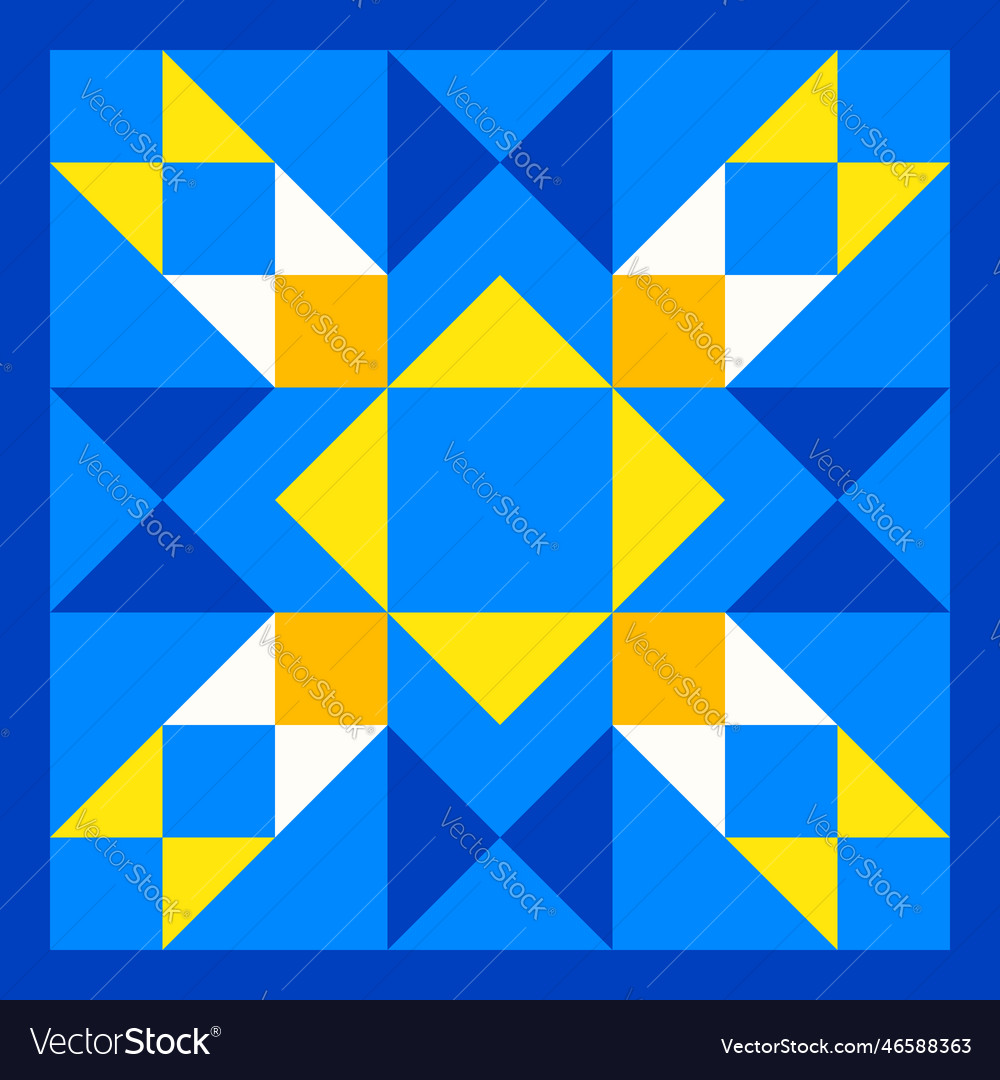 Geometric star pattern barn quilt block patchwork Vector Image