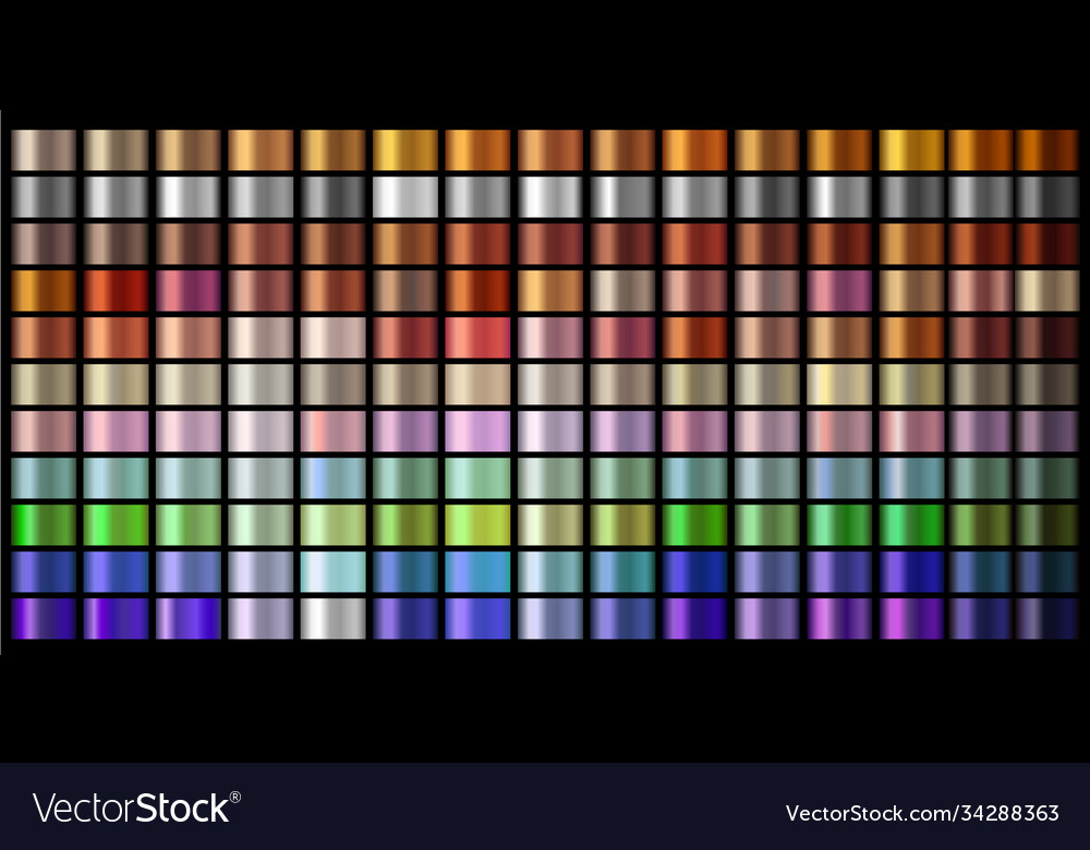 Gradients collection gold golden silver Royalty Free Vector