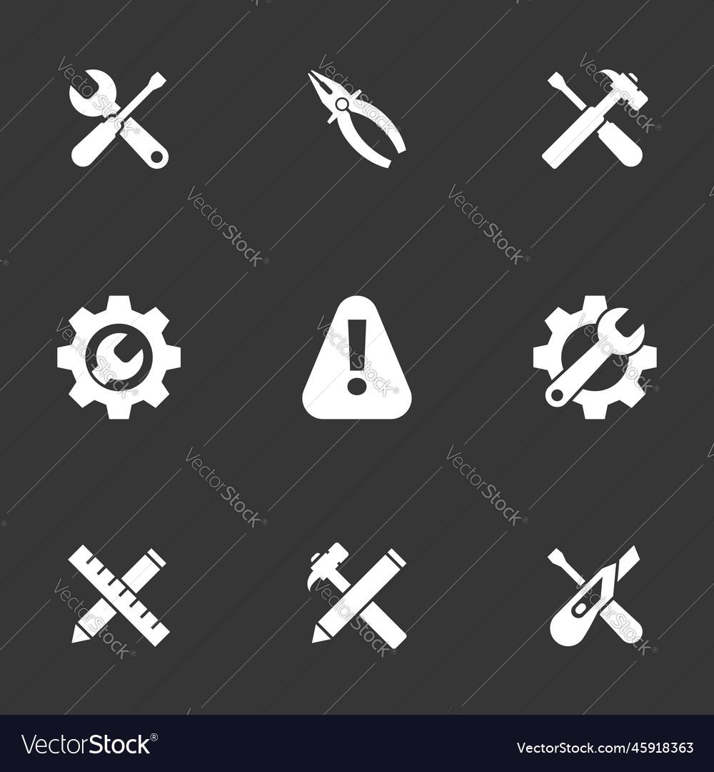 Icons for theme tools black background Royalty Free Vector