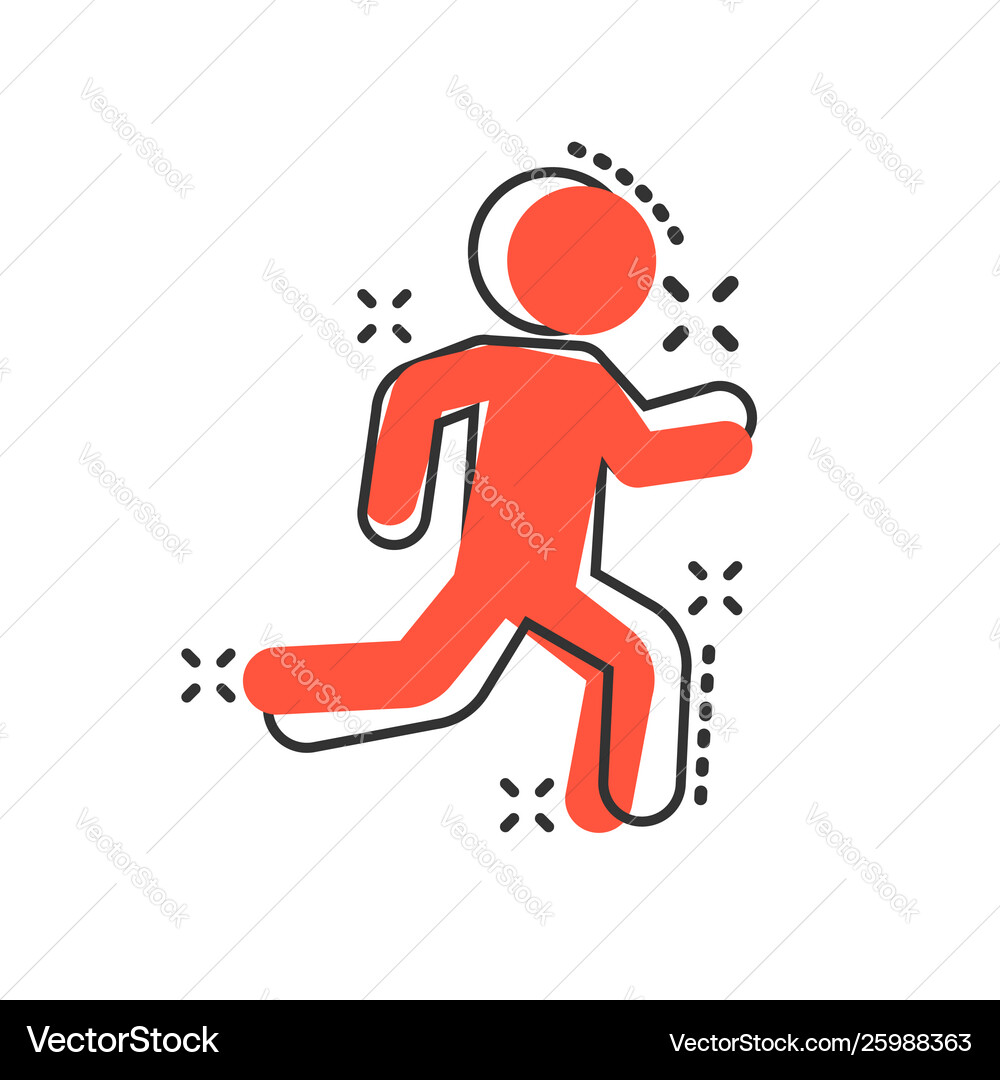 Running people sign icon in comic style run Vector Image