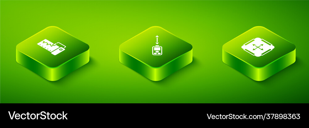 Set isometric laser distance measurer area Vector Image
