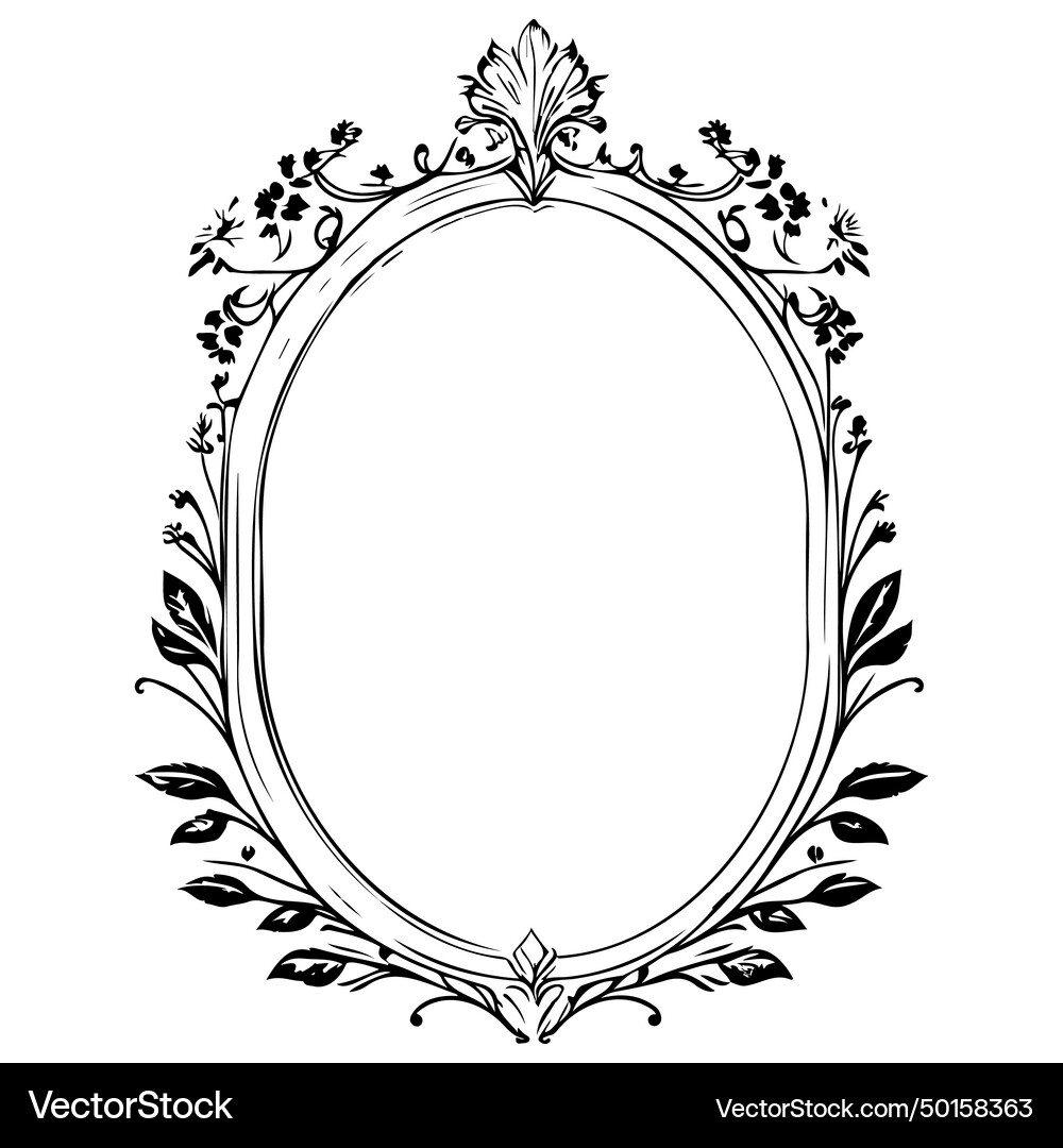 Square frame leaves floral sketch hand draw Vector Image