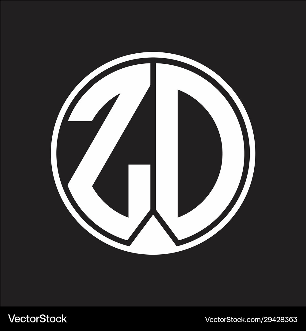 Zd logo monogram circle with piece ribbon style Vector Image