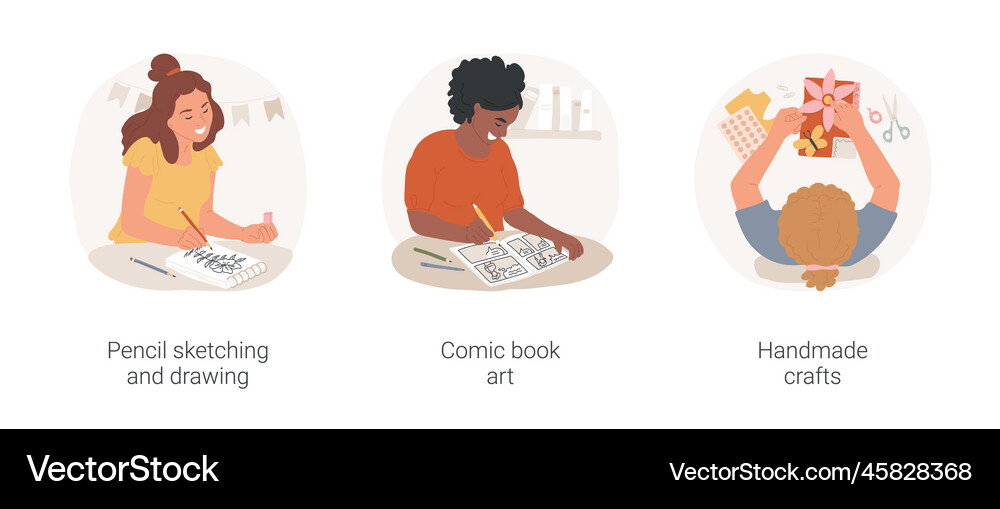 Artsy hobbies isolated cartoon Royalty Free Vector Image