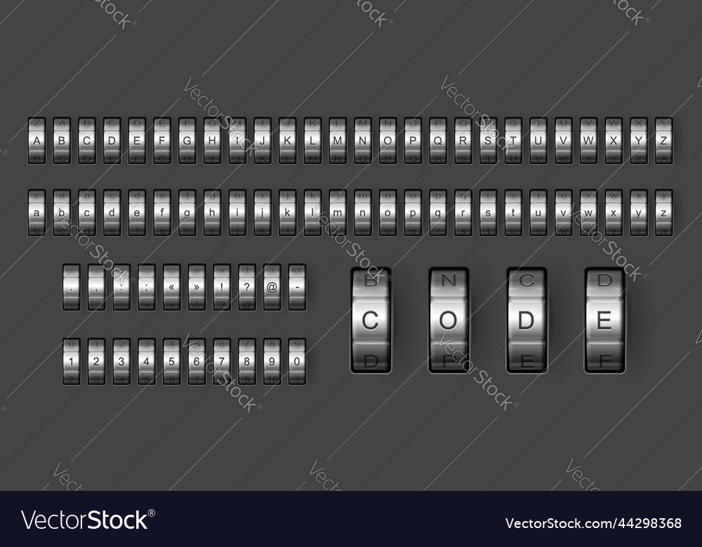 Combination code lock font padlock type typeface Vector Image