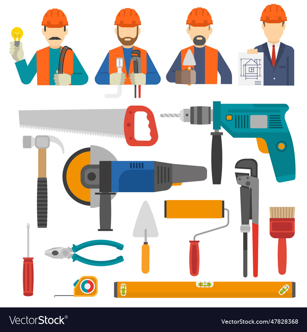 Construct icons flat set construct icons flat set Vector Image