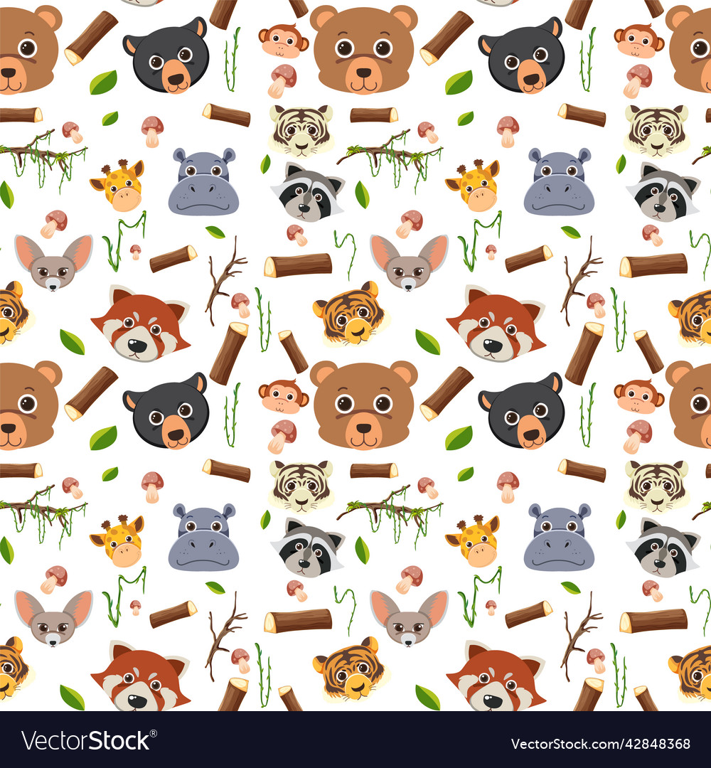 Cute animals seamless pattern Royalty Free Vector Image