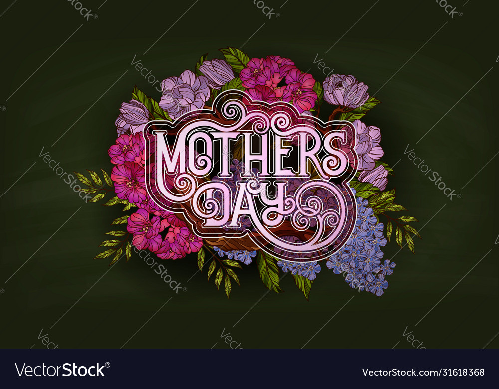 Happy Mothers Day Retro Style Poster Template Vector Image