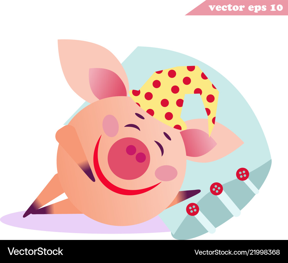 Little funny cartoon style sleeping pig Royalty Free Vector