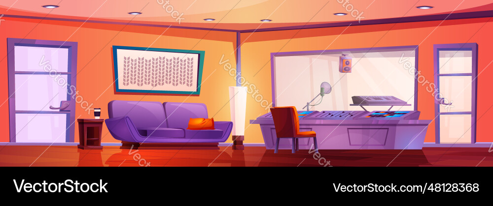 Music record studio production room cartoon Vector Image