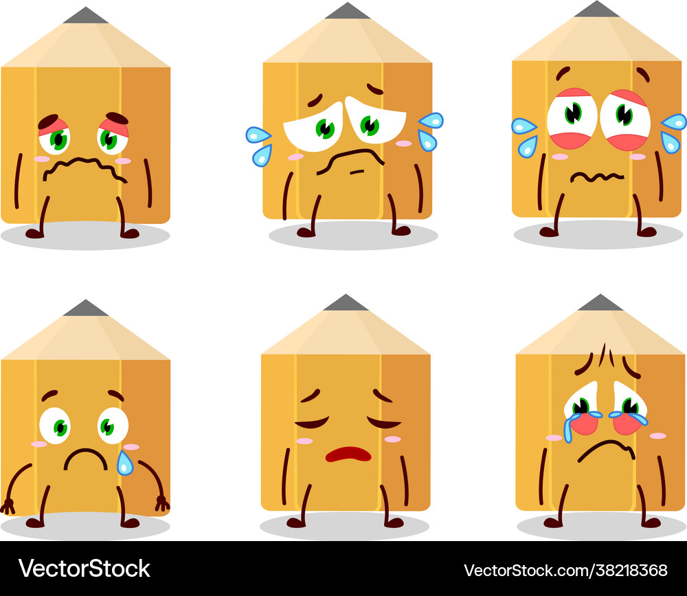 Pencil cartoon in character with sad expression Vector Image
