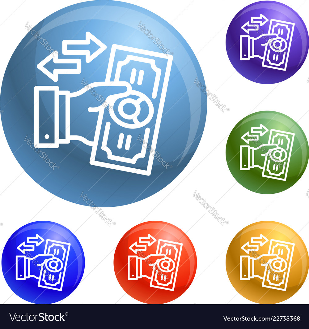 Reverse bribery icons set Royalty Free Vector Image