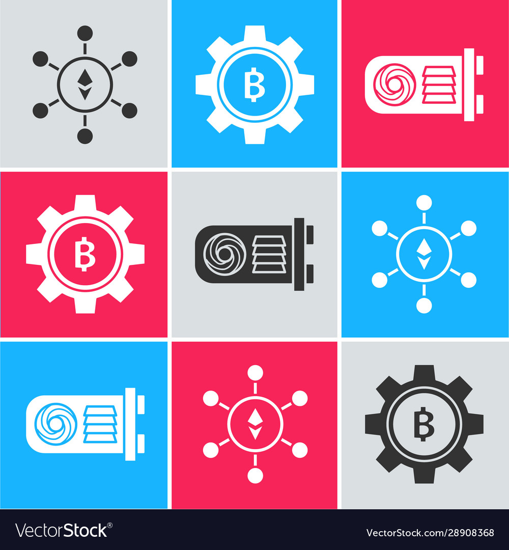 Set blockchain technology ethereum eth Royalty Free Vector