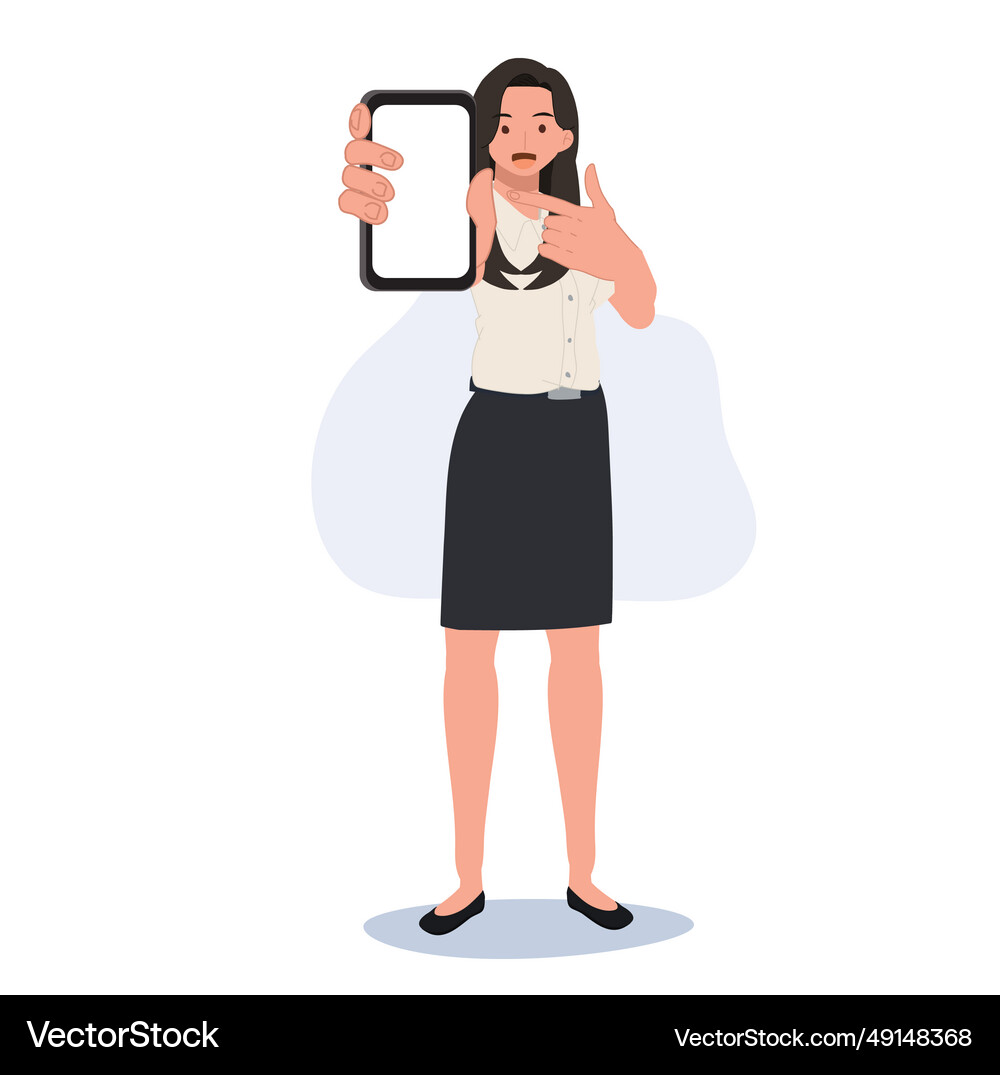 Thai university student in uniform showing phone Vector Image