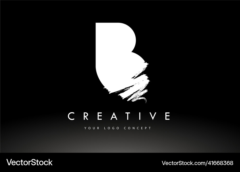 White b brushed letter logo brush letters design Vector Image