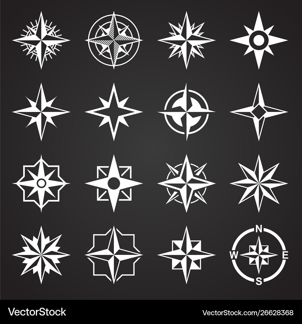 Windrose icons set on background for graphic Vector Image