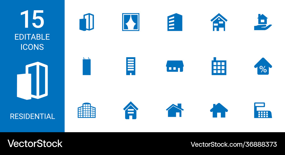 15 residential icons Royalty Free Vector Image