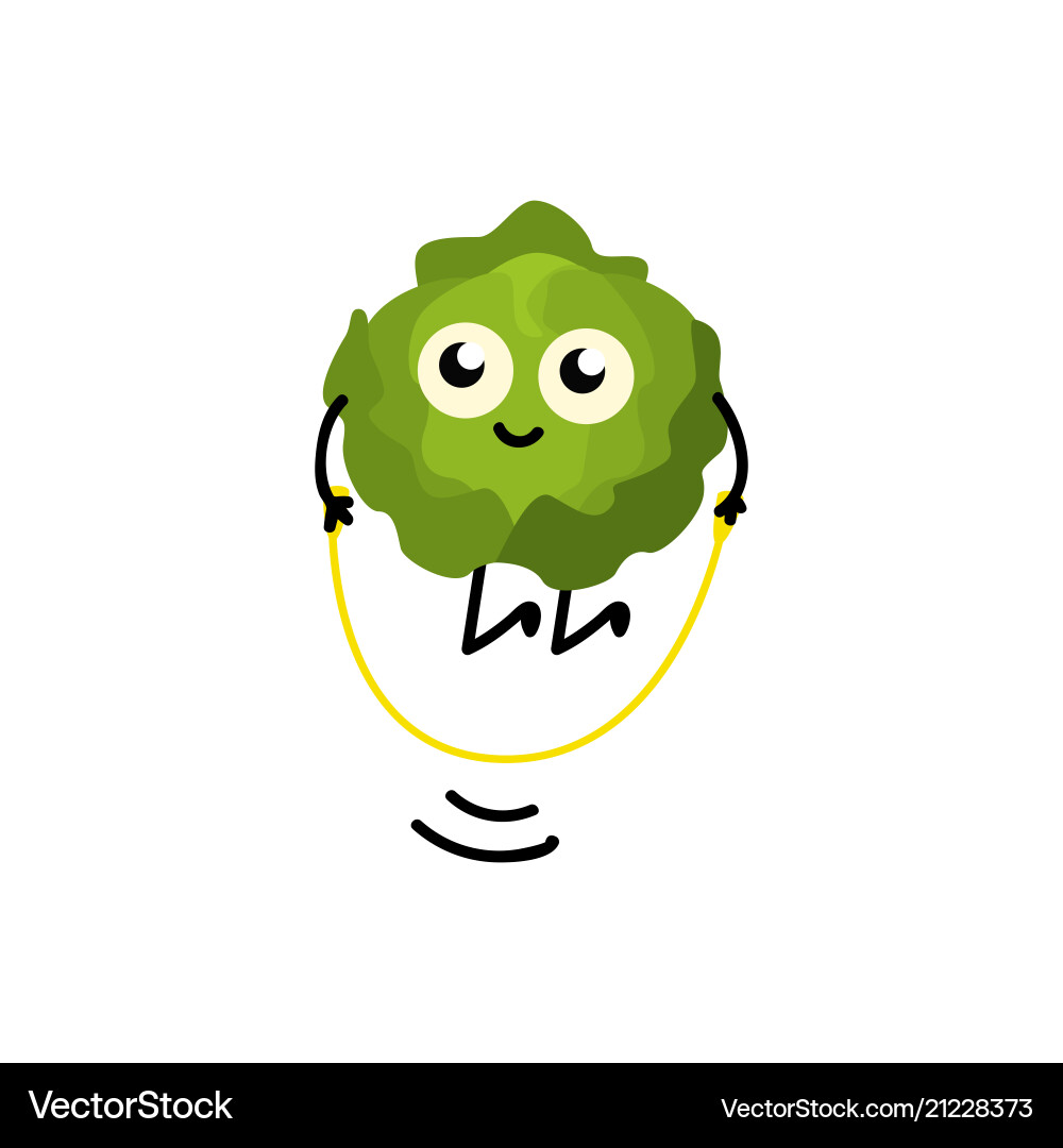 Brussels sprouts jumping rope with pleasure Vector Image