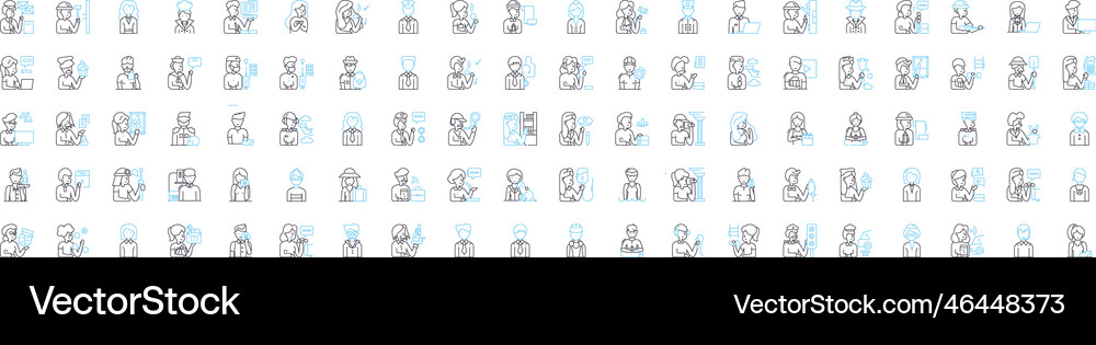 Character line icons set personality Royalty Free Vector
