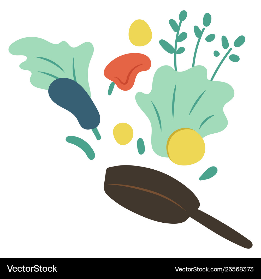 Frying pen with vegetables cookery hob Royalty Free Vector