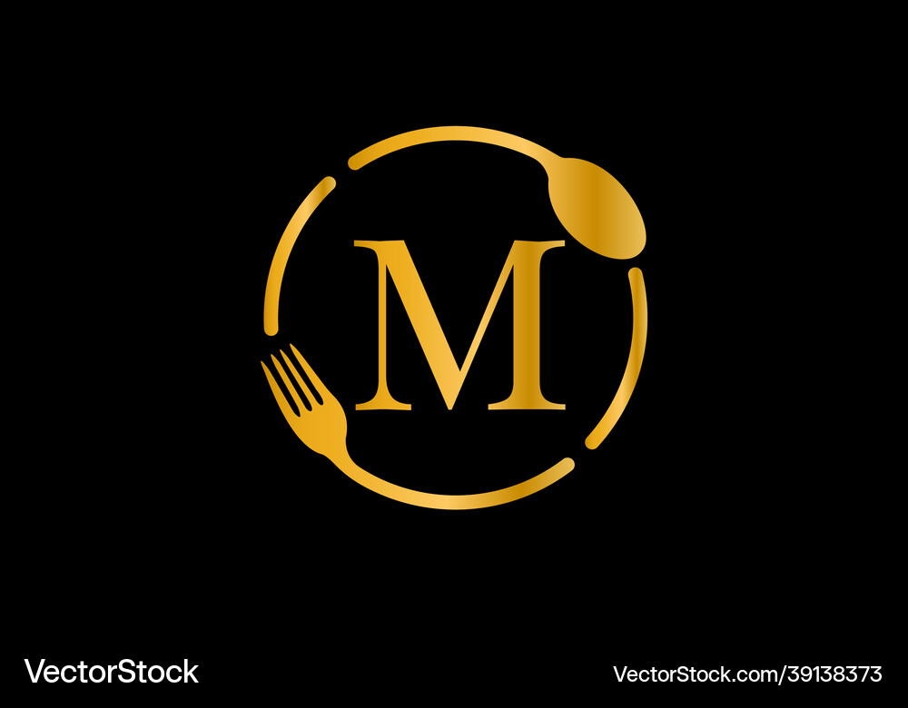 Golden colour initial m monogram alphabet Vector Image