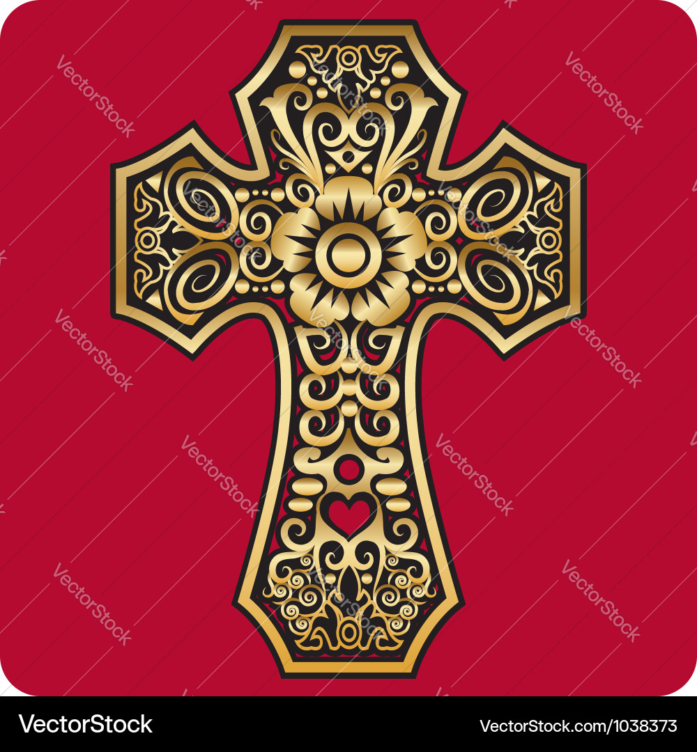 Golden cross ornament Royalty Free Vector Image