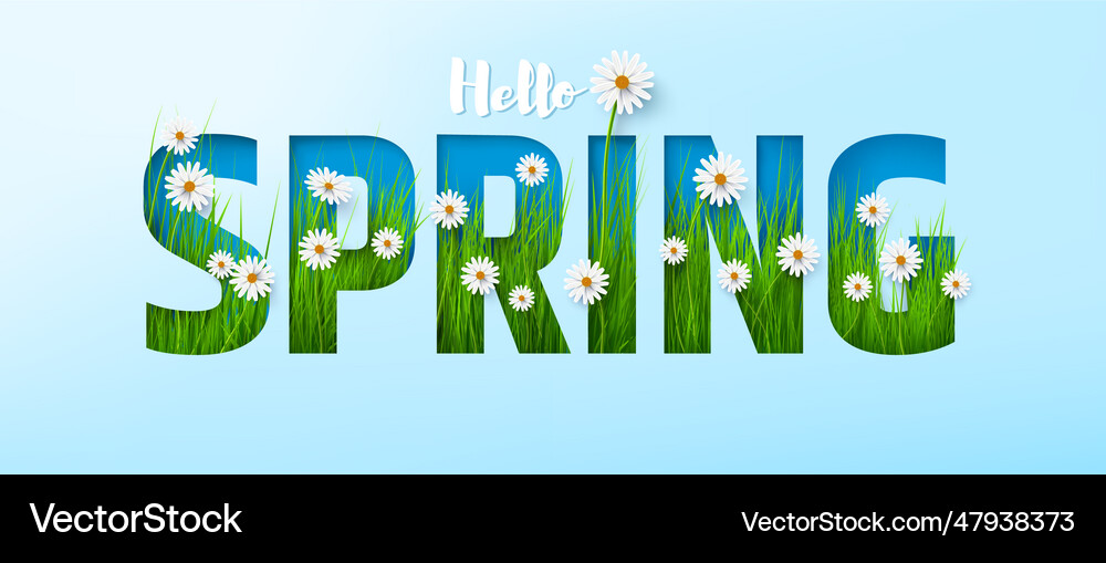 Hello spring time poster or banner with cute Vector Image