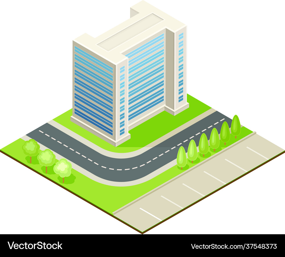 Isometric cityscape with apartment block Vector Image