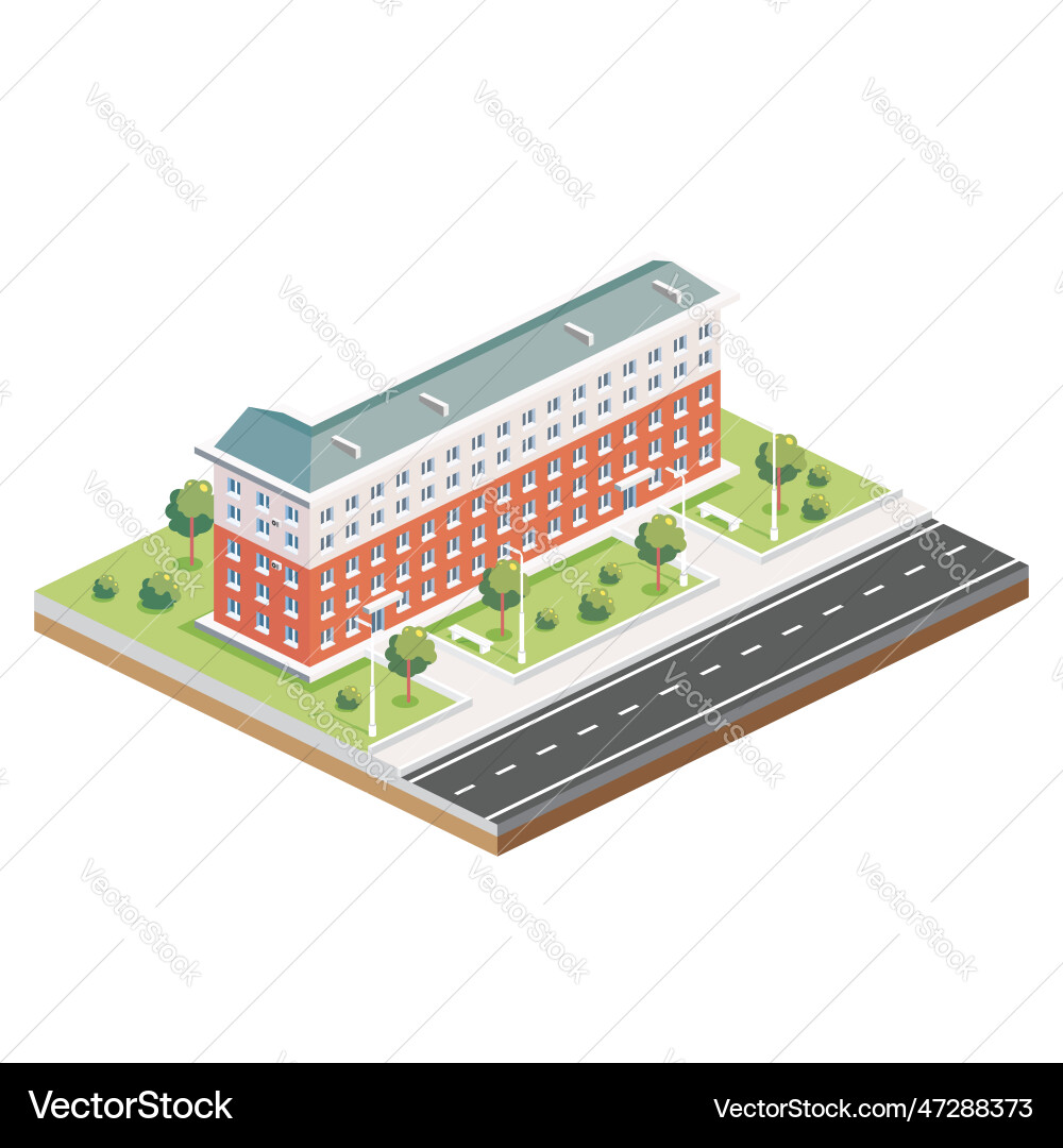 Isometric residential five storey building icon Vector Image