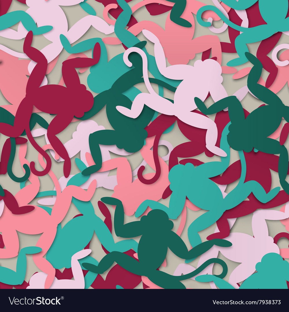 Multi-colored monkeys seamless background Vector Image