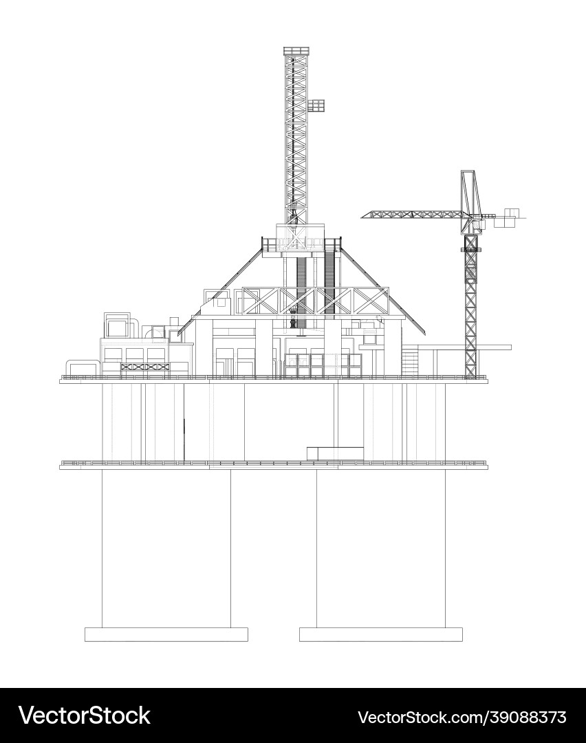 Offshore oil rig rendering of 3d Royalty Free Vector Image