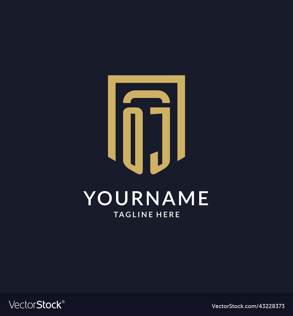 Oj logo initial with geometric shield shape Vector Image