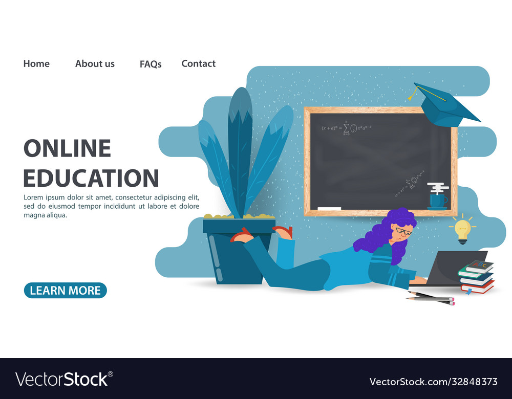 Online Training Web Page Design A Girl Royalty Free Vector
