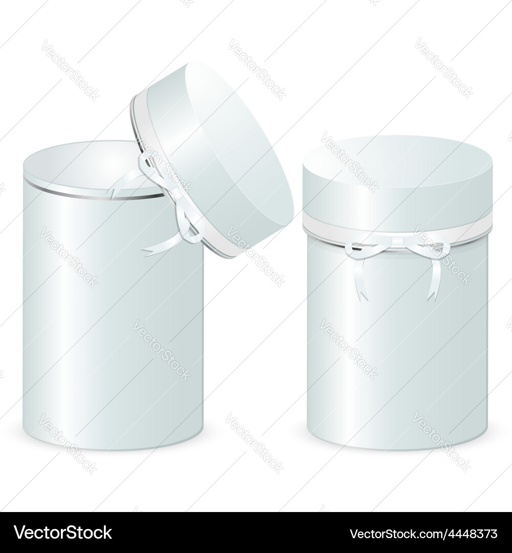 Set Of Two Cylindrical Gift Boxes With A Bow Vector Image