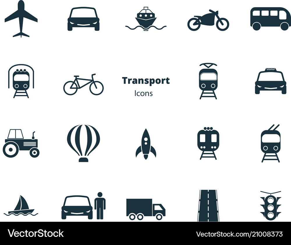 Set transport icons collection in flat Royalty Free Vector