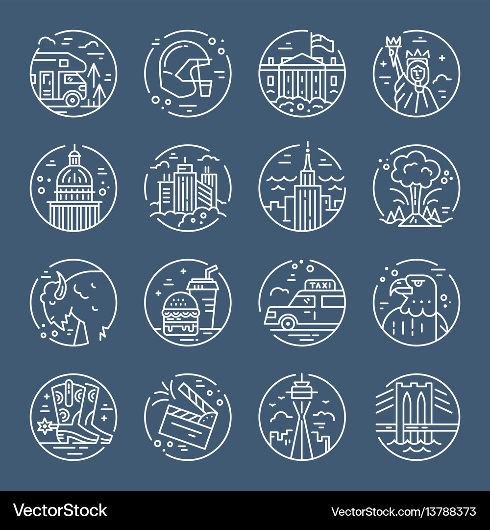 United states icons Royalty Free Vector Image - VectorStock