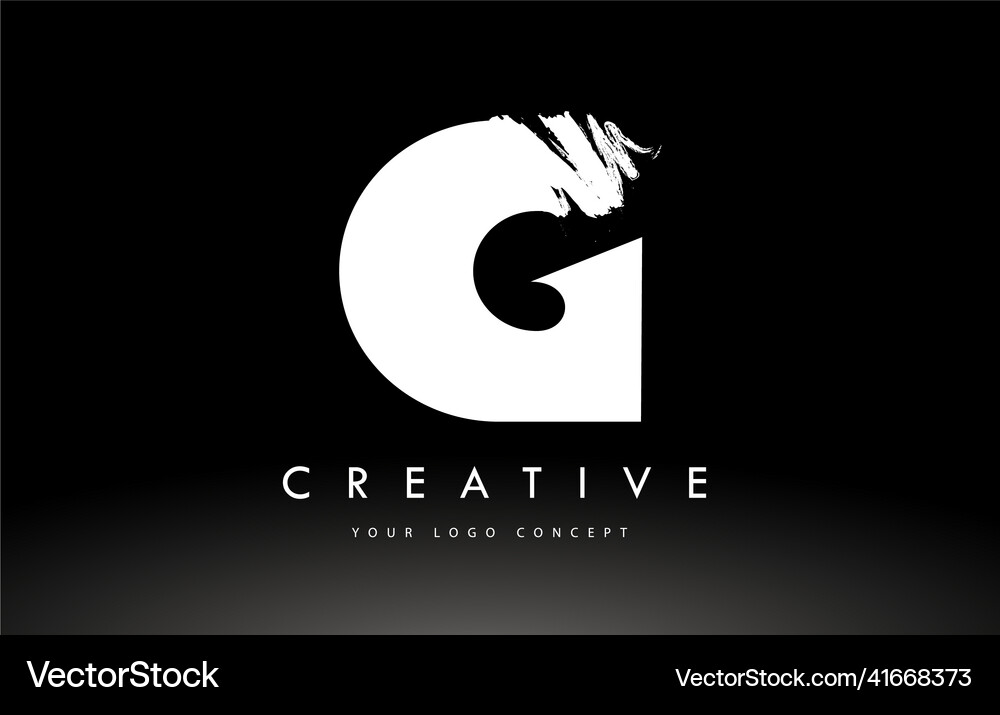 White g brushed letter logo brush letters design Vector Image