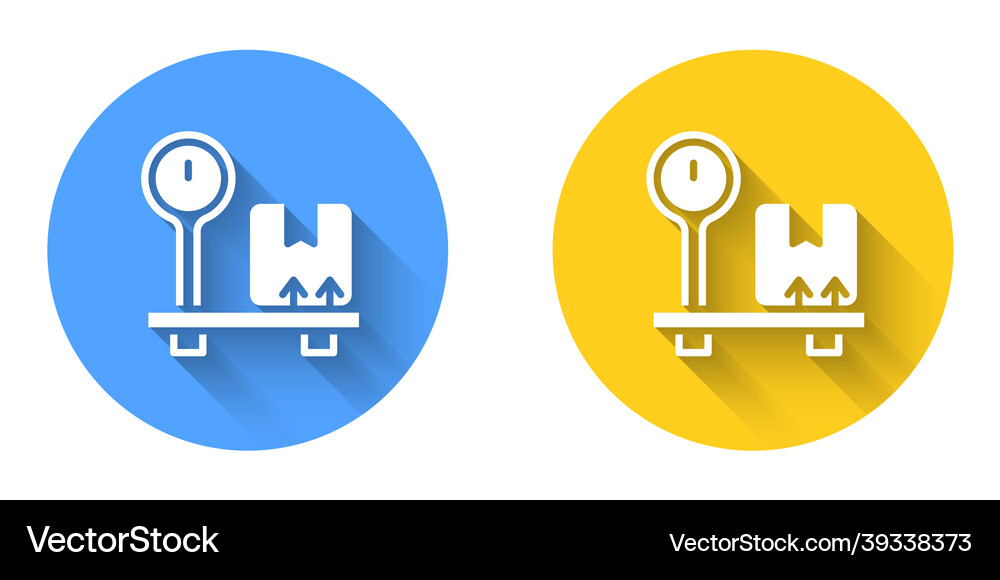 White scale with cardboard box icon isolated Vector Image